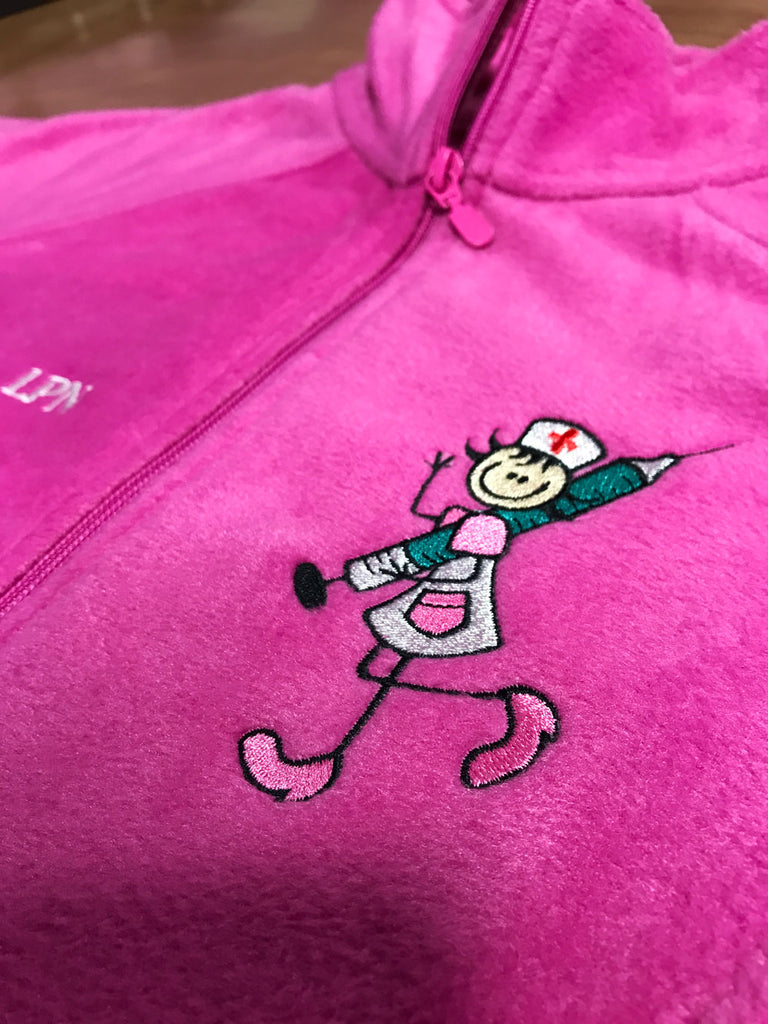 Custom Embroidered Stick Figure Nurse Fleece | Nurse Deals